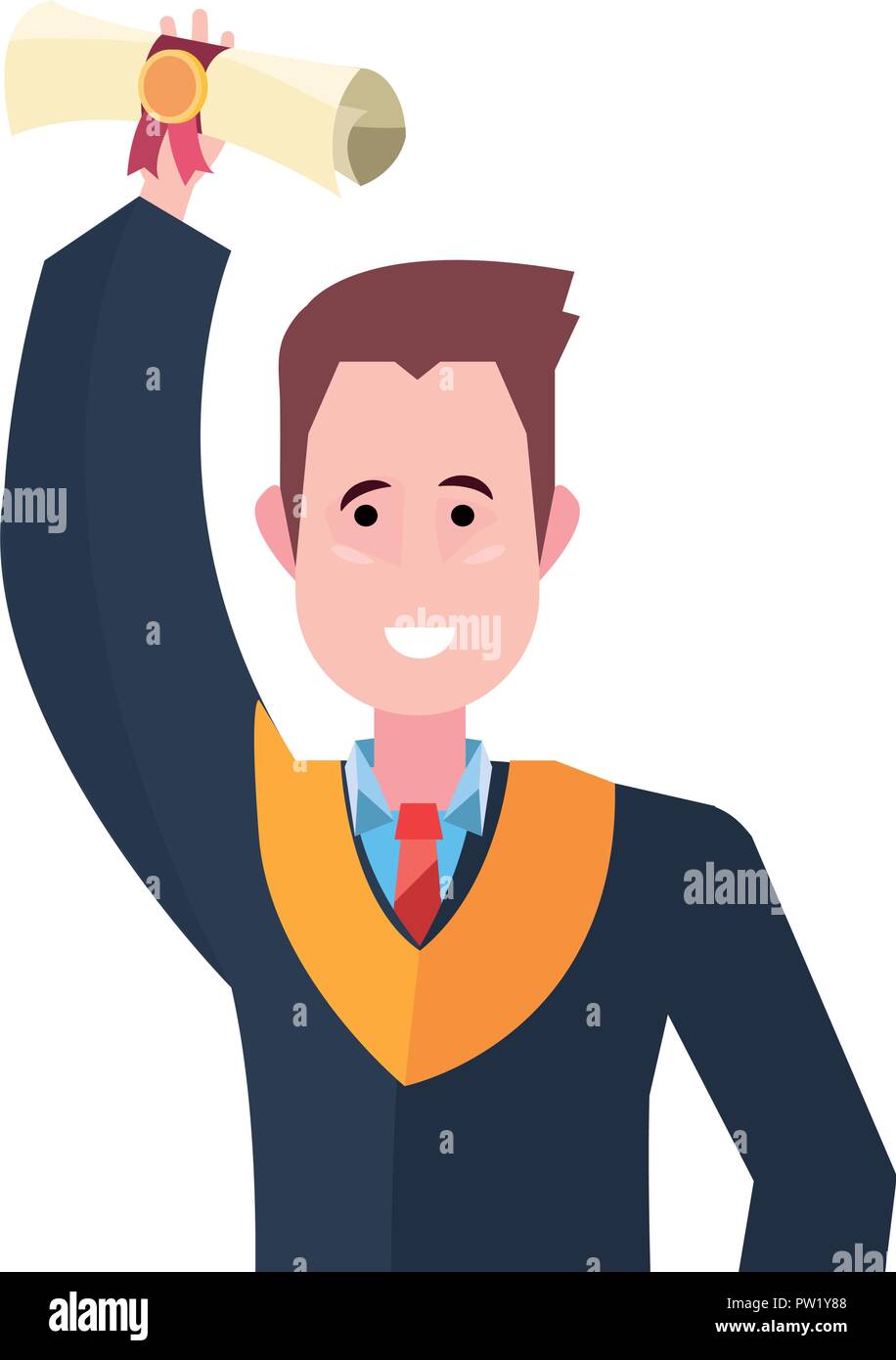 graduate man college with diploma vector illustration Stock Vector ...
