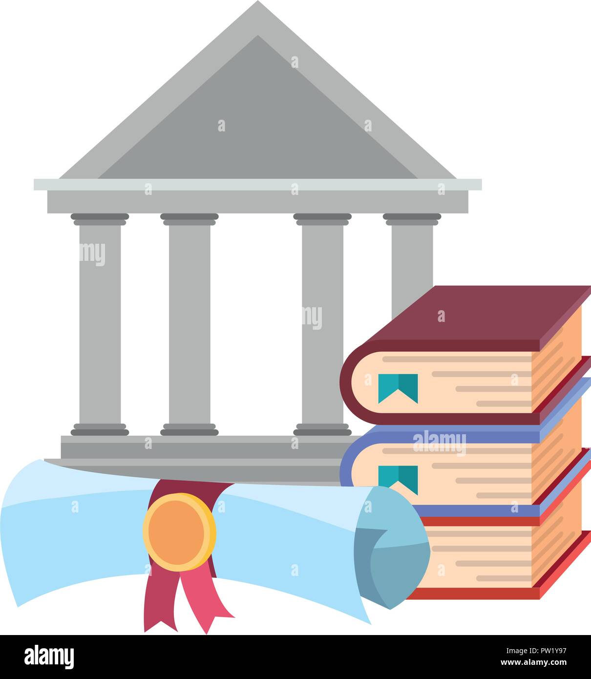 school building books and diploma vector illustration Stock Vector ...