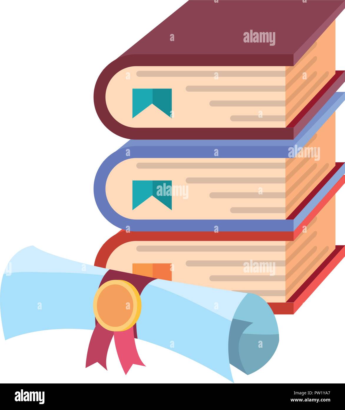stack books school scroll diploma vector illustration Stock Vector ...