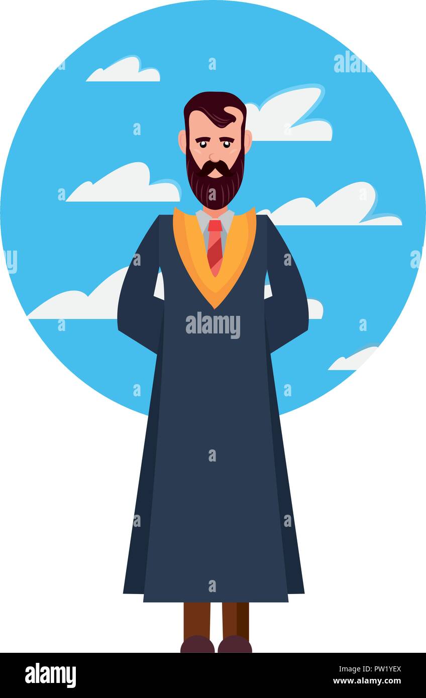 graduate man in outdoors on white background vector illustration Stock ...