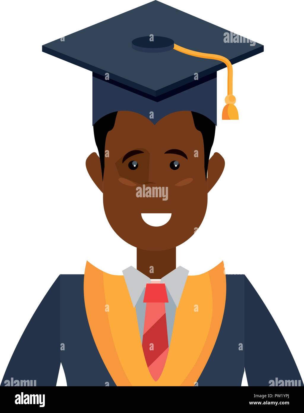 graduate man portrait with graduation hat vector illustration Stock ...