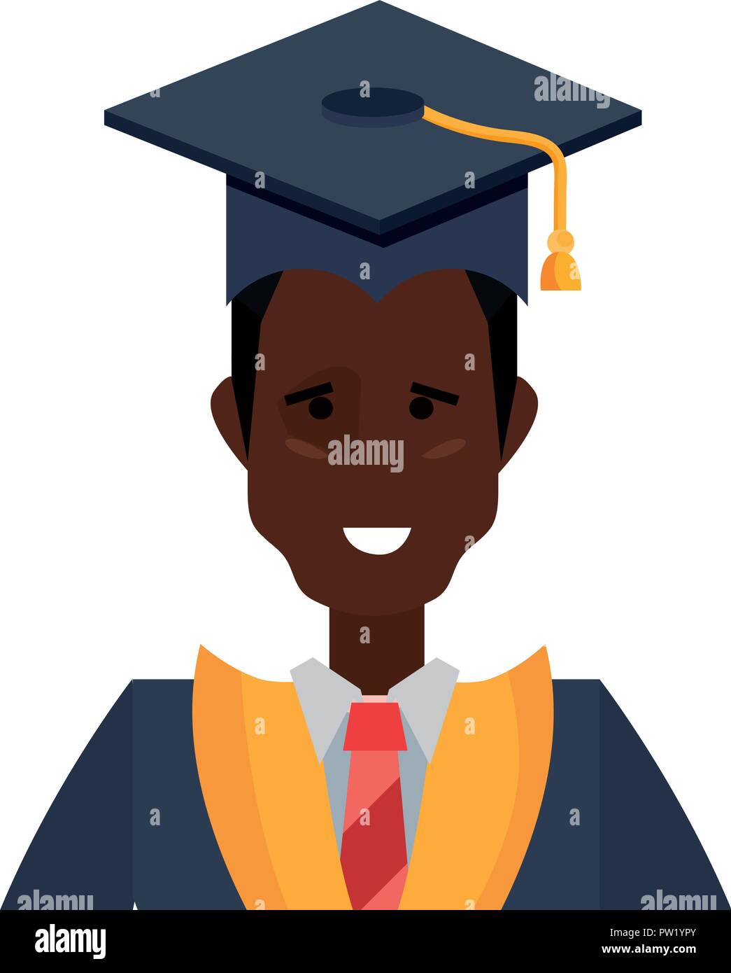 graduate man portrait with graduation hat vector illustration Stock ...