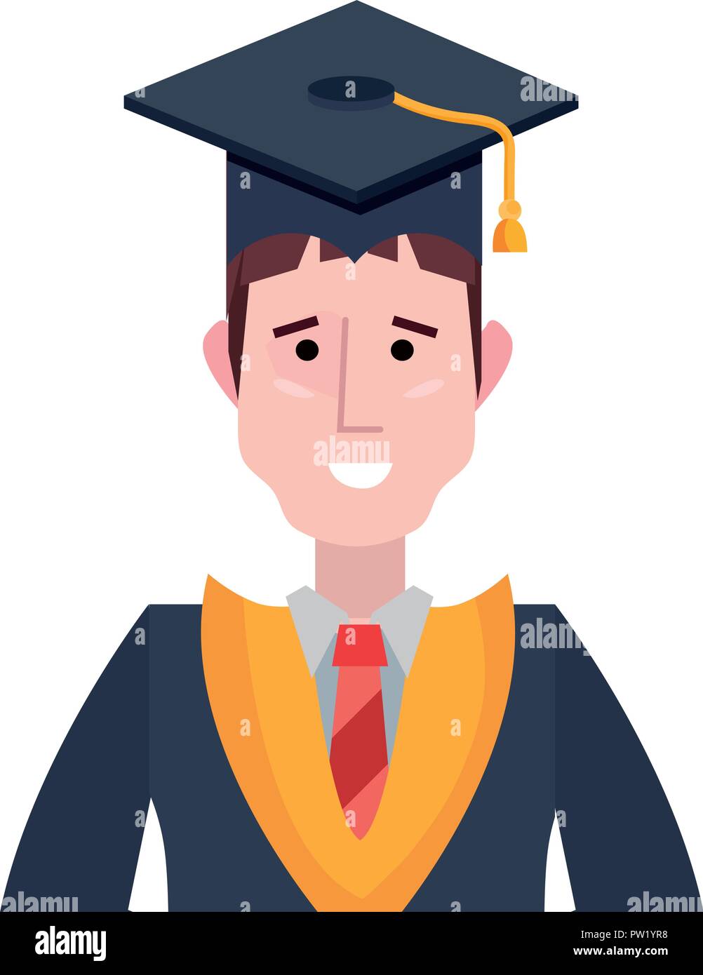 graduate man portrait with graduation hat vector illustration Stock ...
