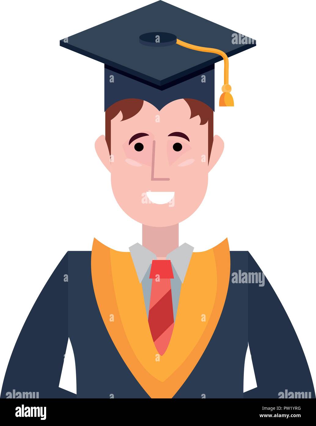 graduate man portrait with graduation hat vector illustration Stock ...