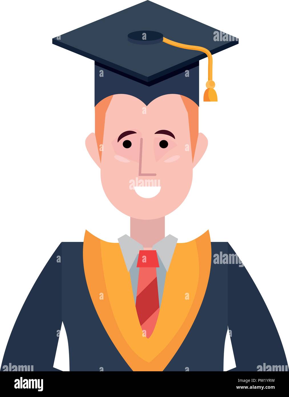 graduate man portrait with graduation hat vector illustration Stock ...