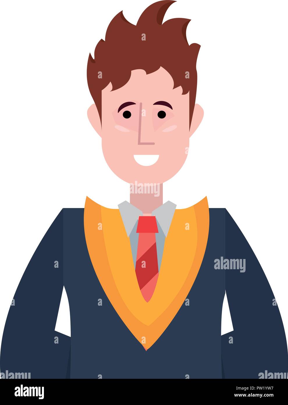 graduate man portrait on white background vector illustration Stock ...