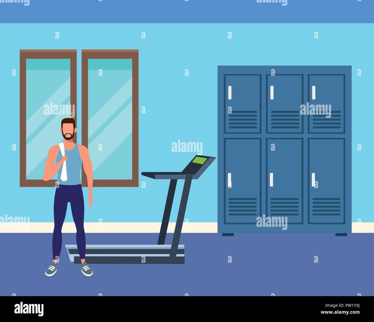 Fitness man training inside gym vector illustration graphic design ...