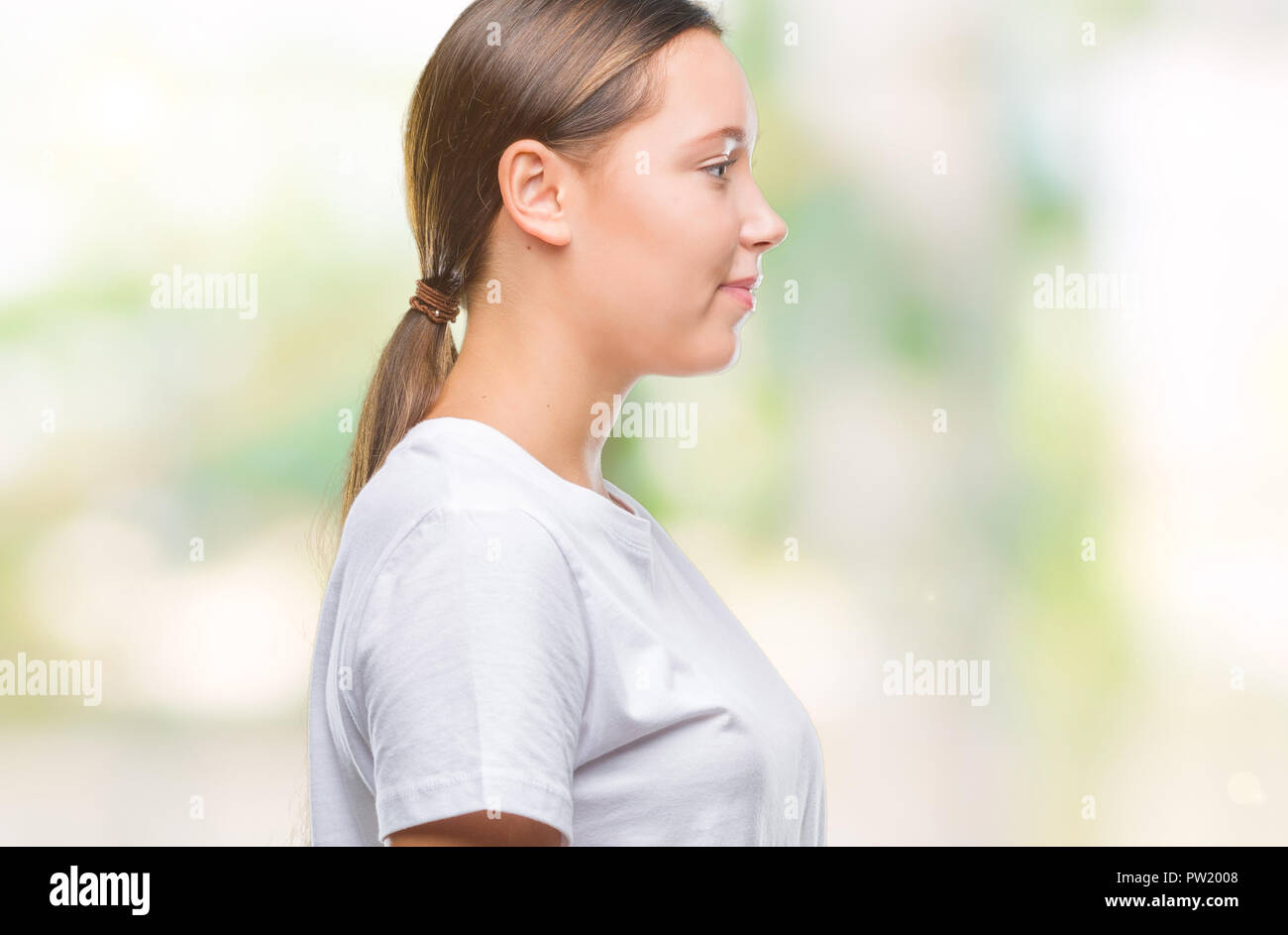 Young beautiful caucasian woman over isolated background looking to ...