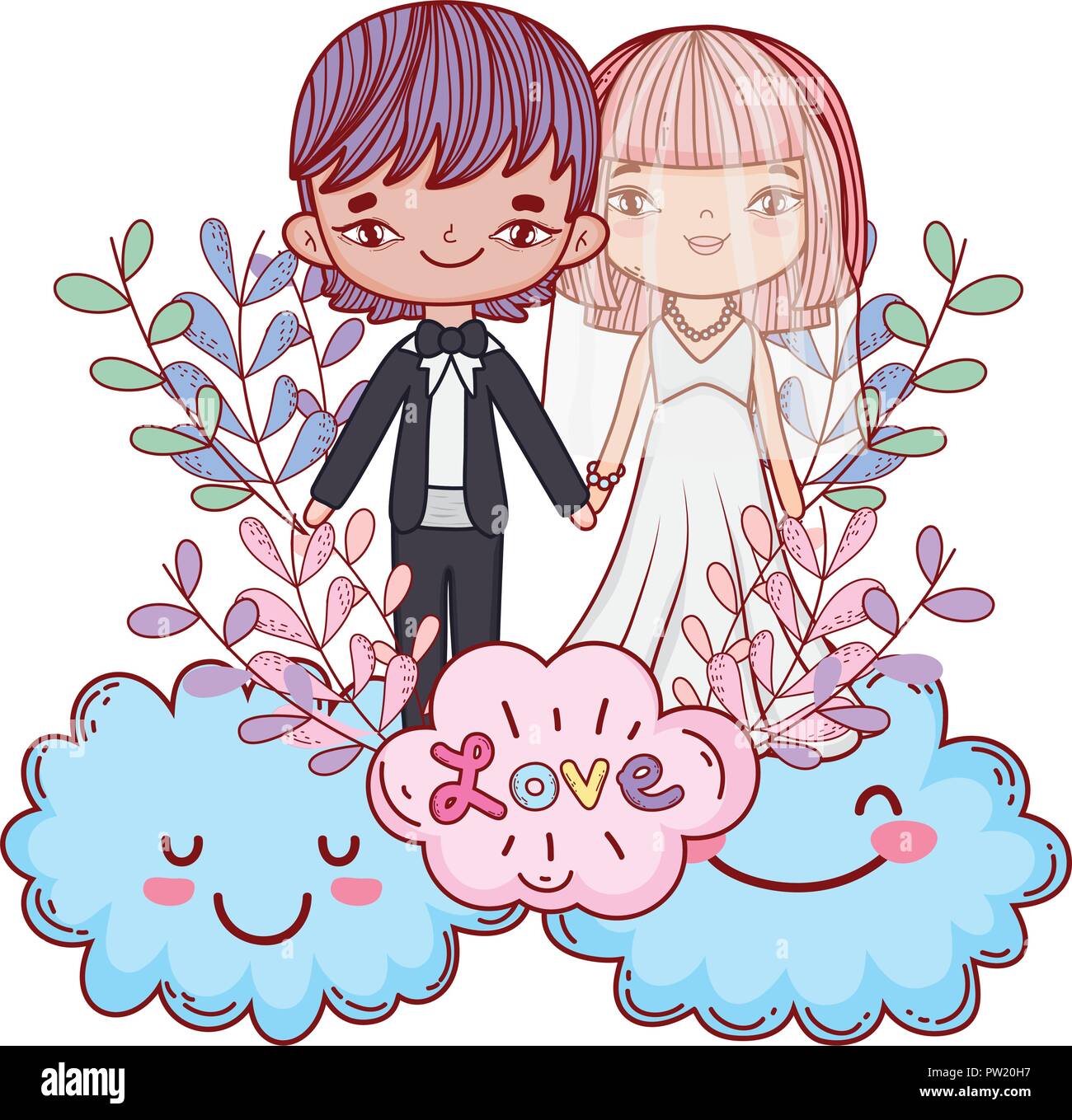 Wedding couple cartoons Stock Vector Image & Art - Alamy
