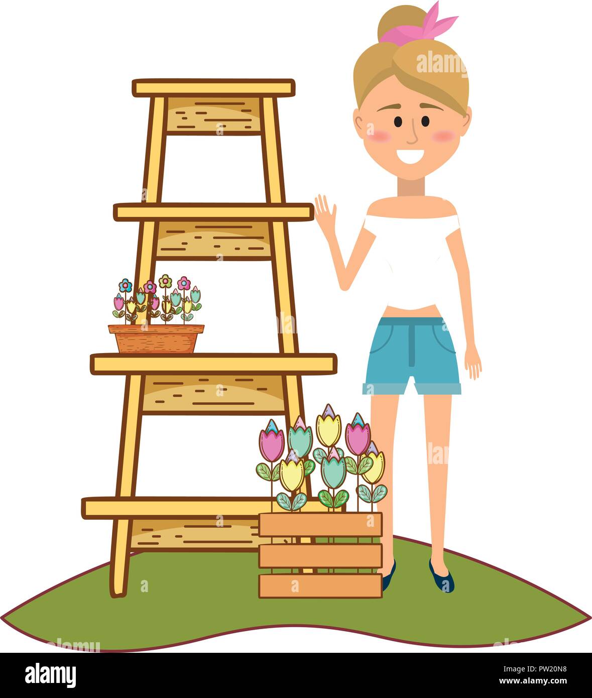 Woman gardener gardening tools Stock Vector Images - Alamy