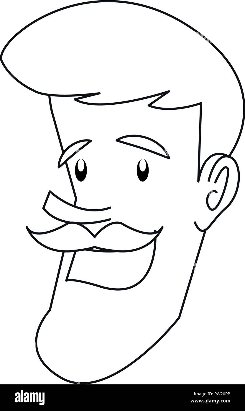 happy man face character cartoon vector illustration Stock Vector Image ...