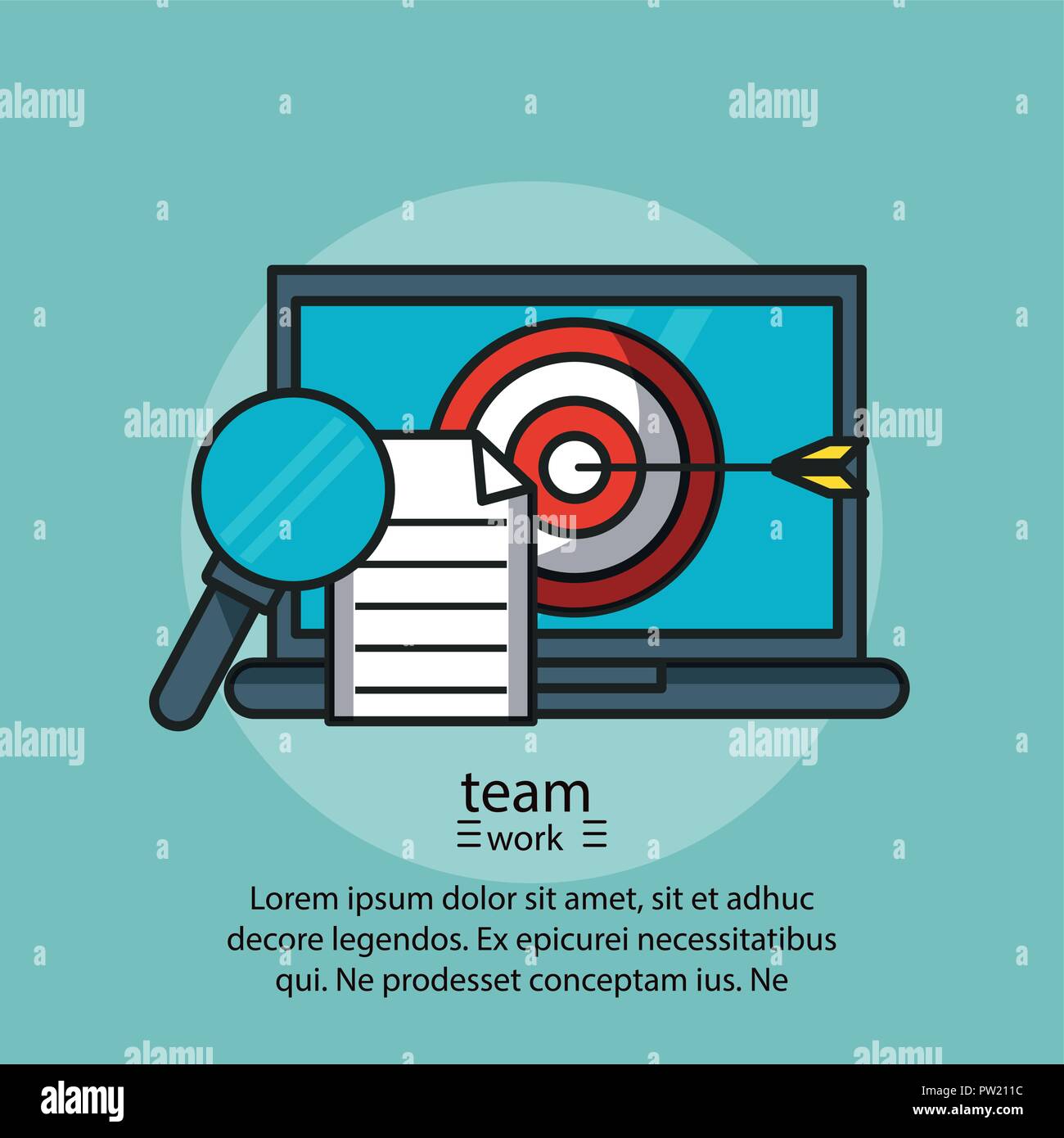Teamwork cartoons poster with information vector illustration graphic ...