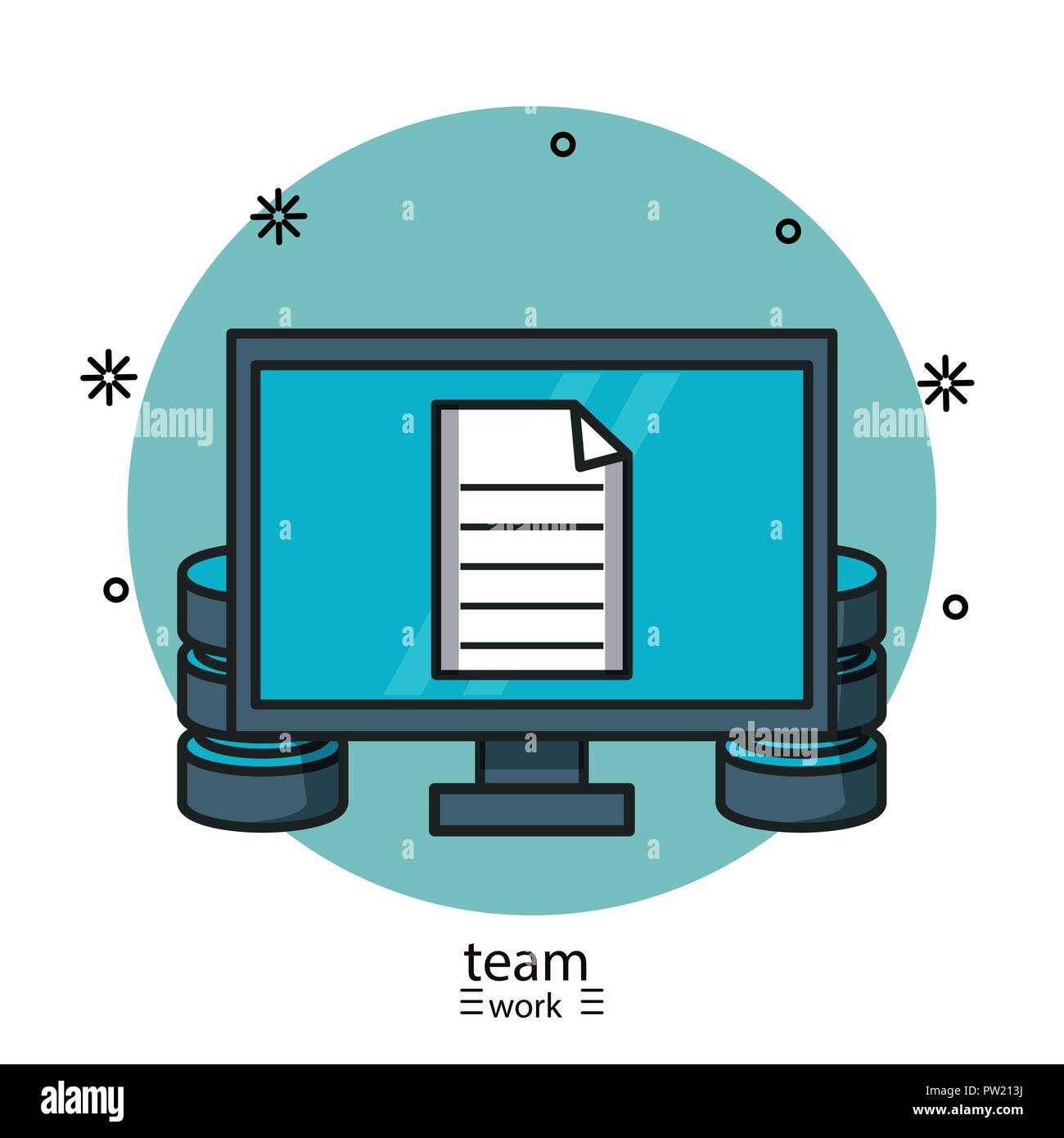 Business teamwork and technology devices cartoon vector illustration ...