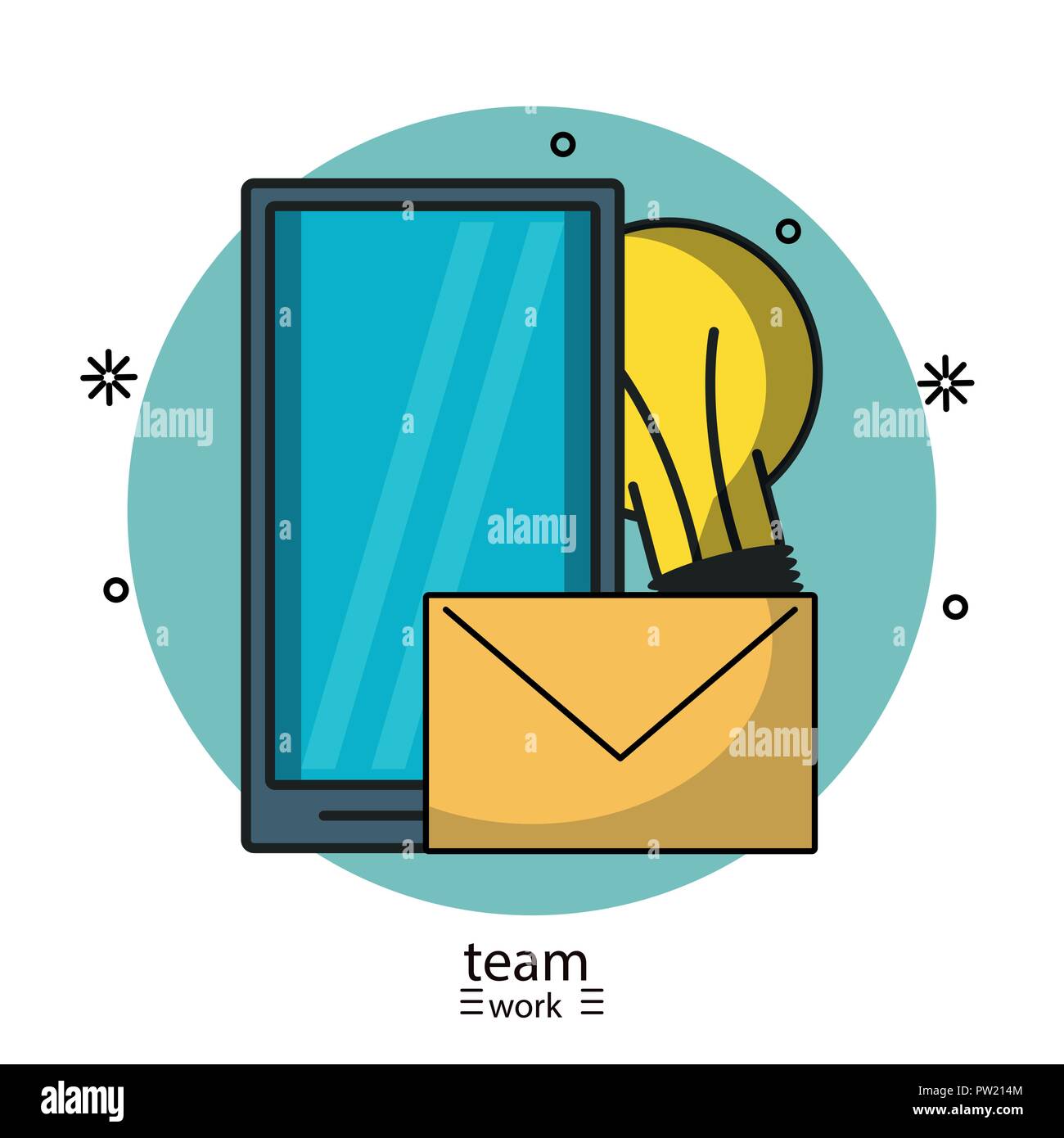 Business teamwork and technology devices cartoon vector illustration ...