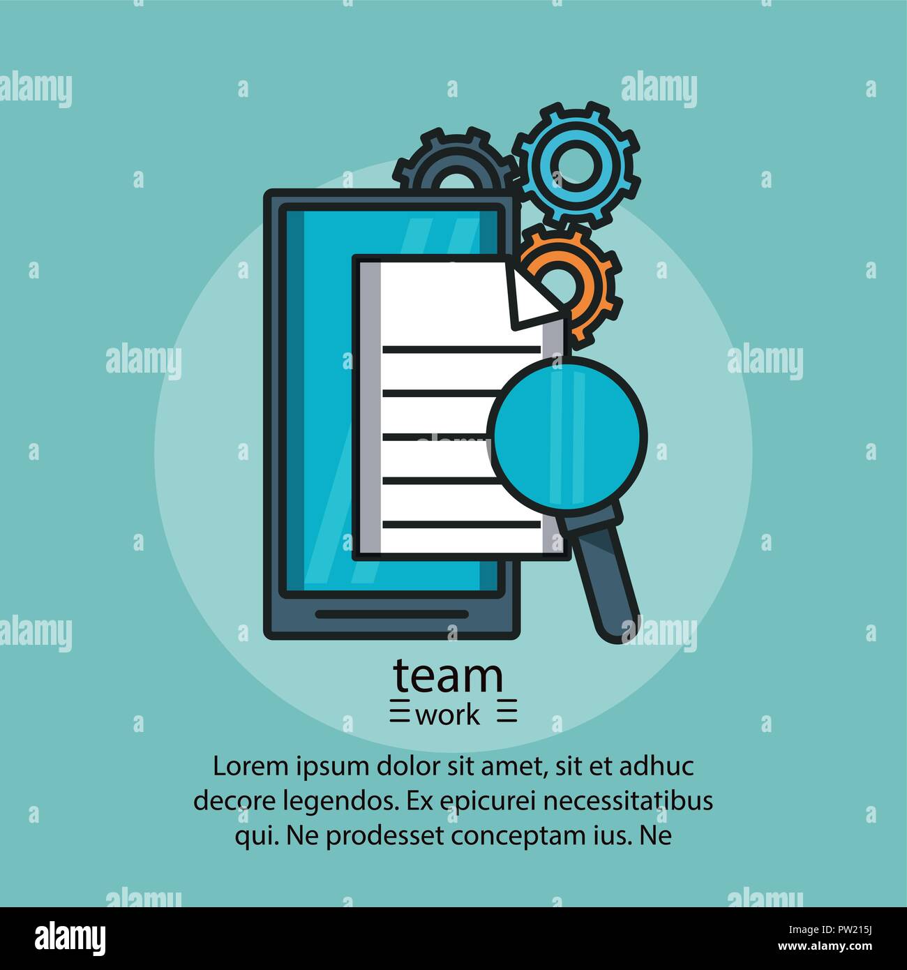 Teamwork cartoons poster with information vector illustration graphic ...