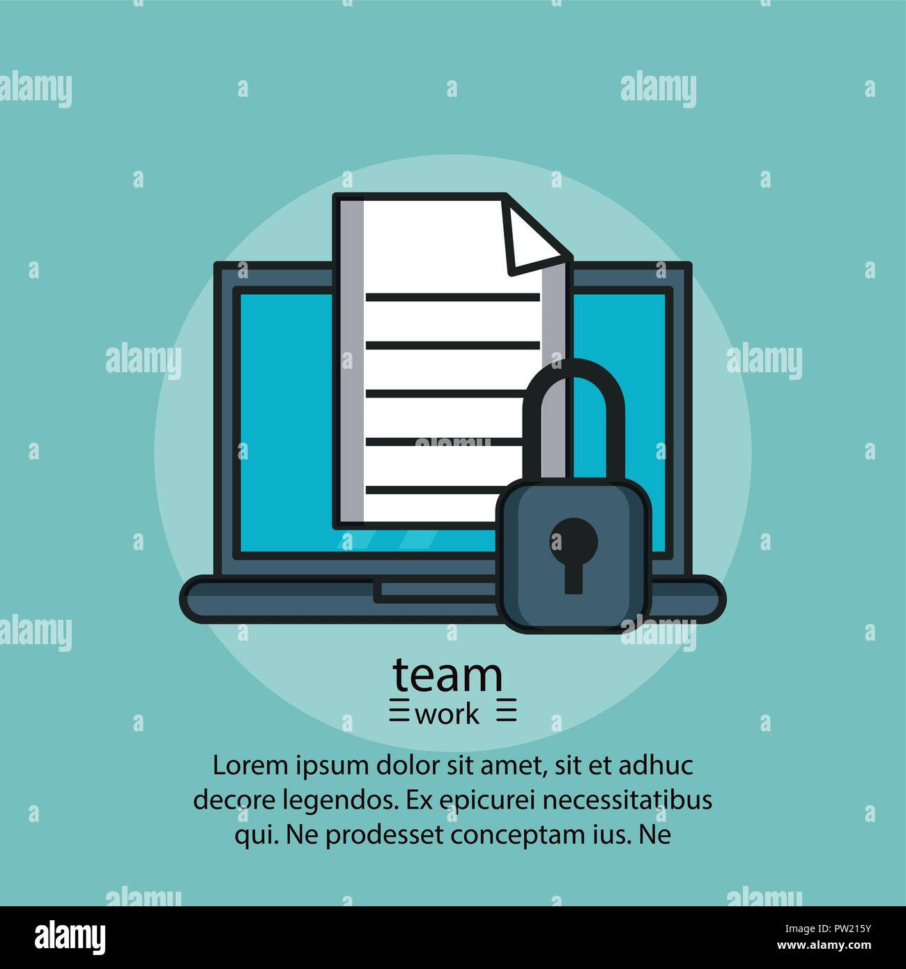 Teamwork cartoons poster with information vector illustration graphic ...