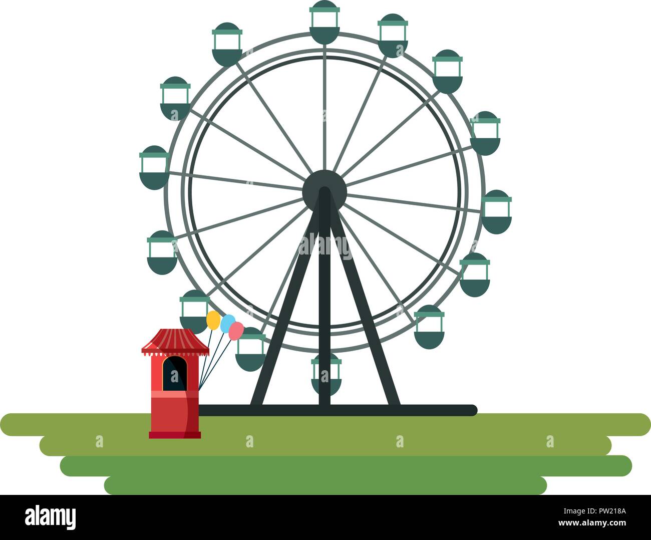 Carnival Circus With Ferris Wheel Ticket Booth Vector Illustration