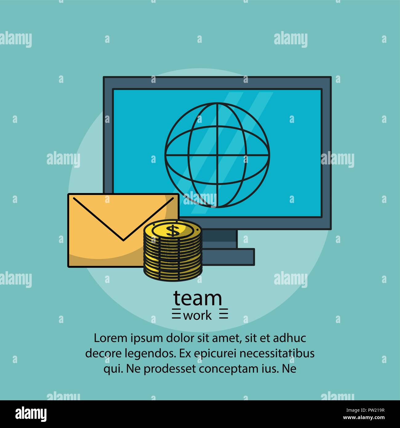 Teamwork cartoons poster with information vector illustration graphic ...