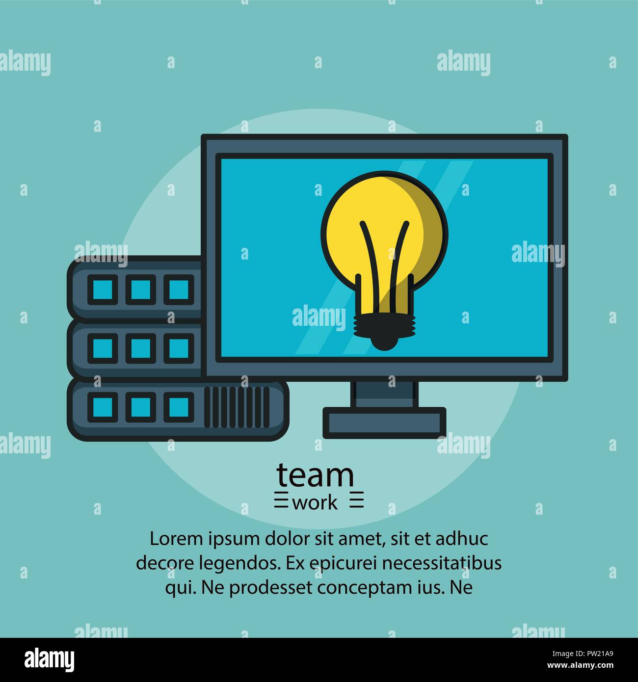 Teamwork cartoons poster with information vector illustration graphic ...