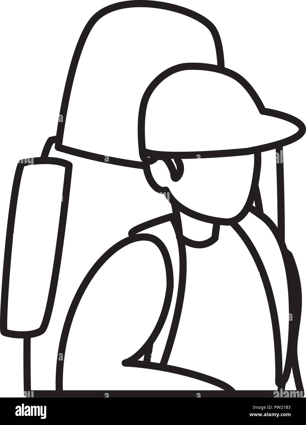 avatar man with a backpack over white background, vector illustration ...