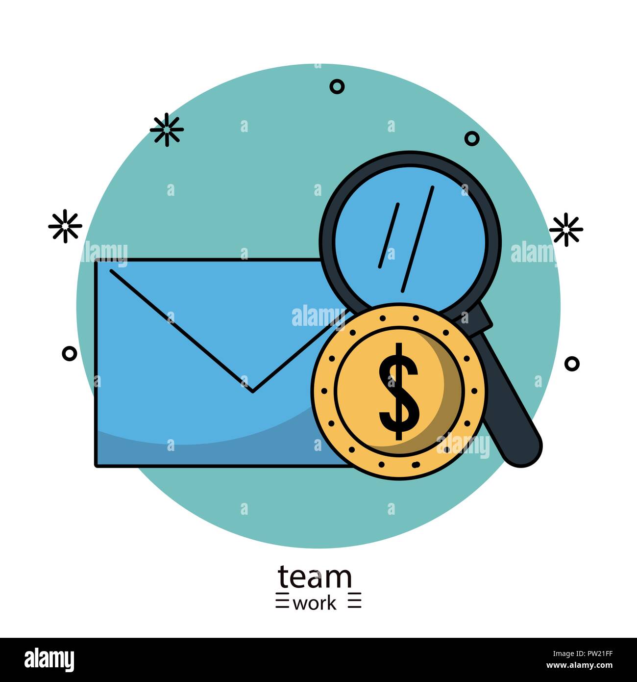 Business teamwork and technology devices cartoon vector illustration ...