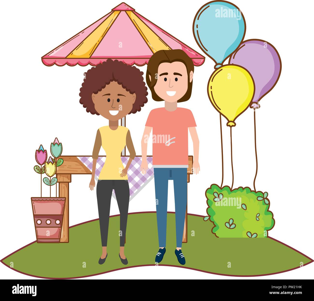 Man woman enjoying spring Stock Vector Images - Alamy