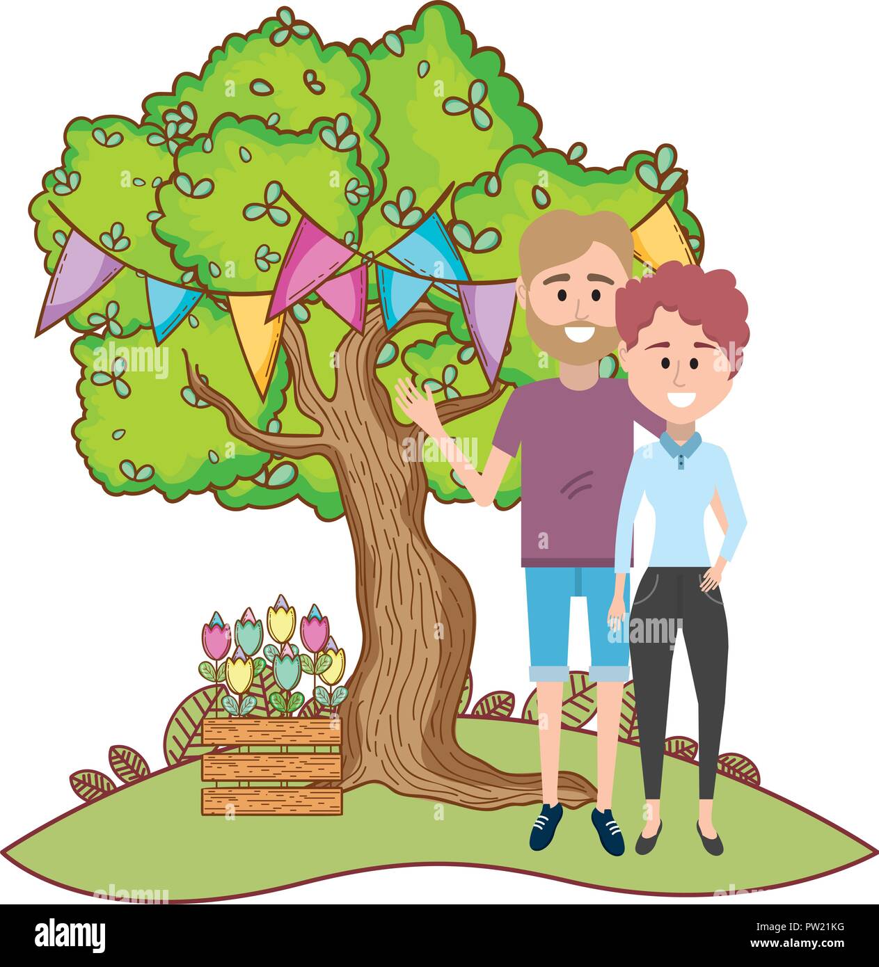 Enjoying spring Stock Vector Images - Alamy