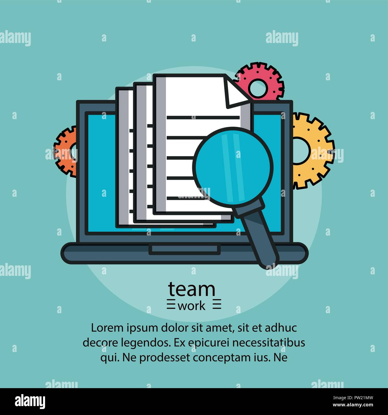 Teamwork cartoons poster with information vector illustration graphic ...