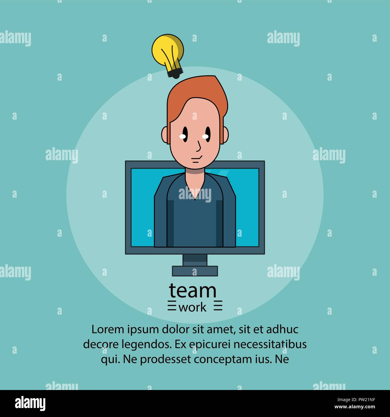 Teamwork cartoons poster with information vector illustration graphic ...