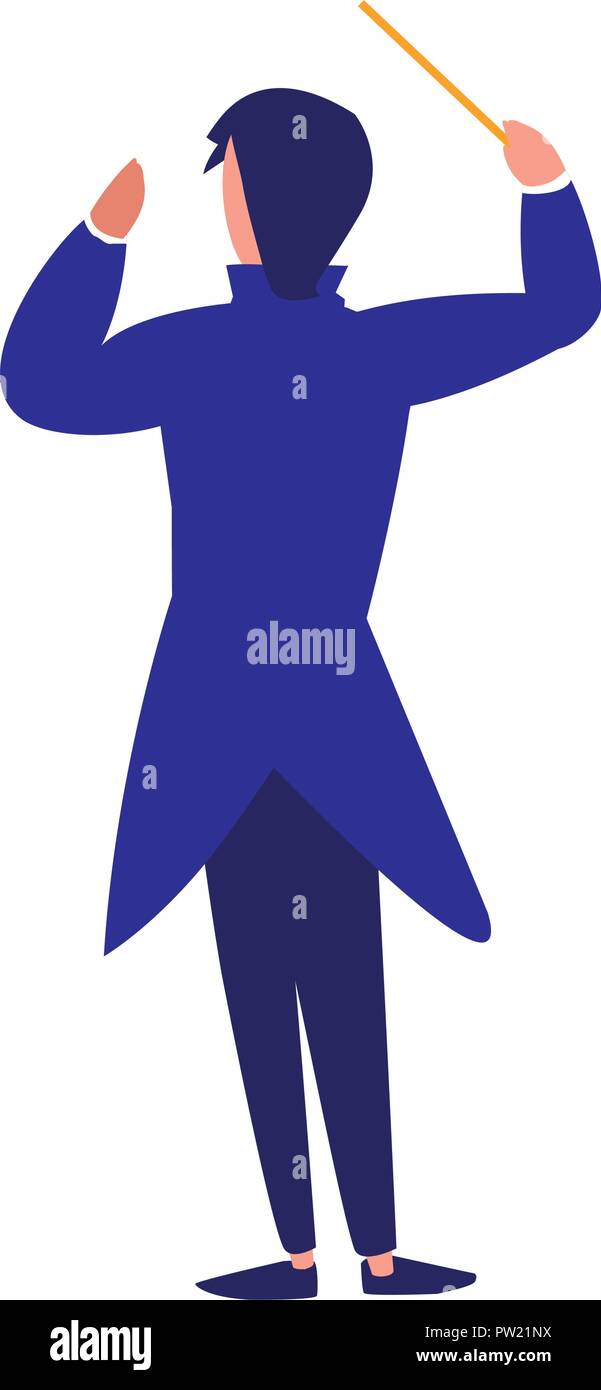 orchestra director with stick over white background, vector ...