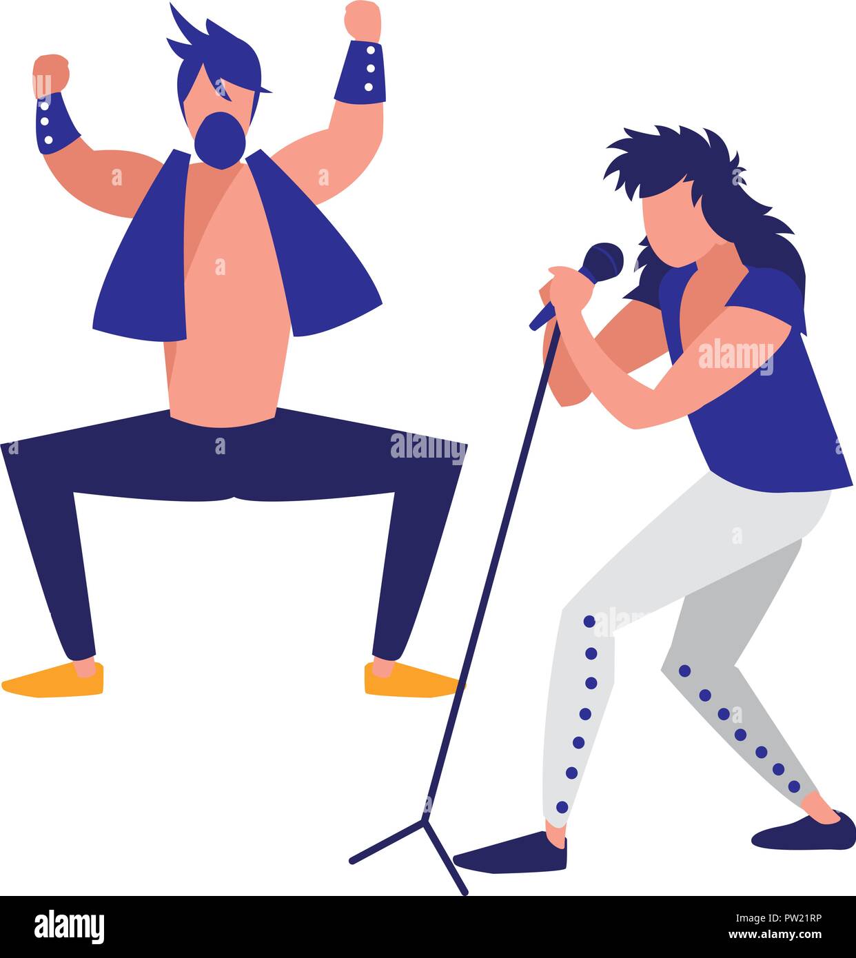 rock band design with singer and dancer over white background, colorful ...
