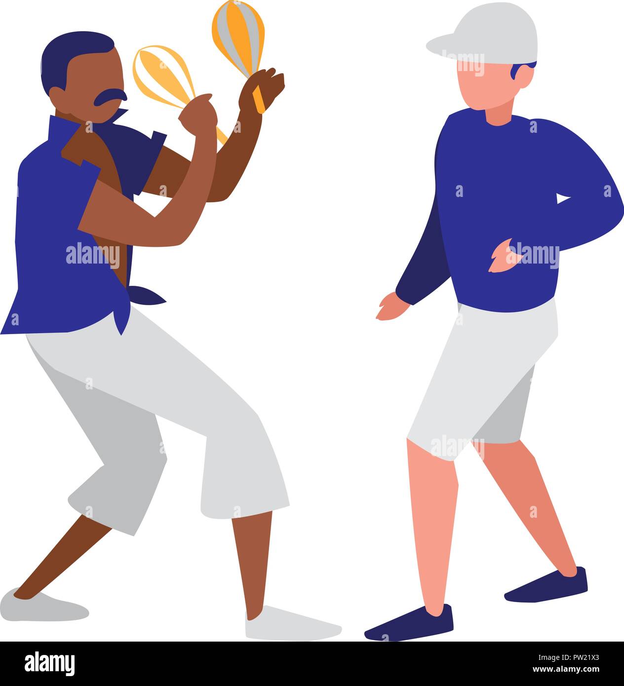 tropical band design with musician playing maracas and dancer over ...