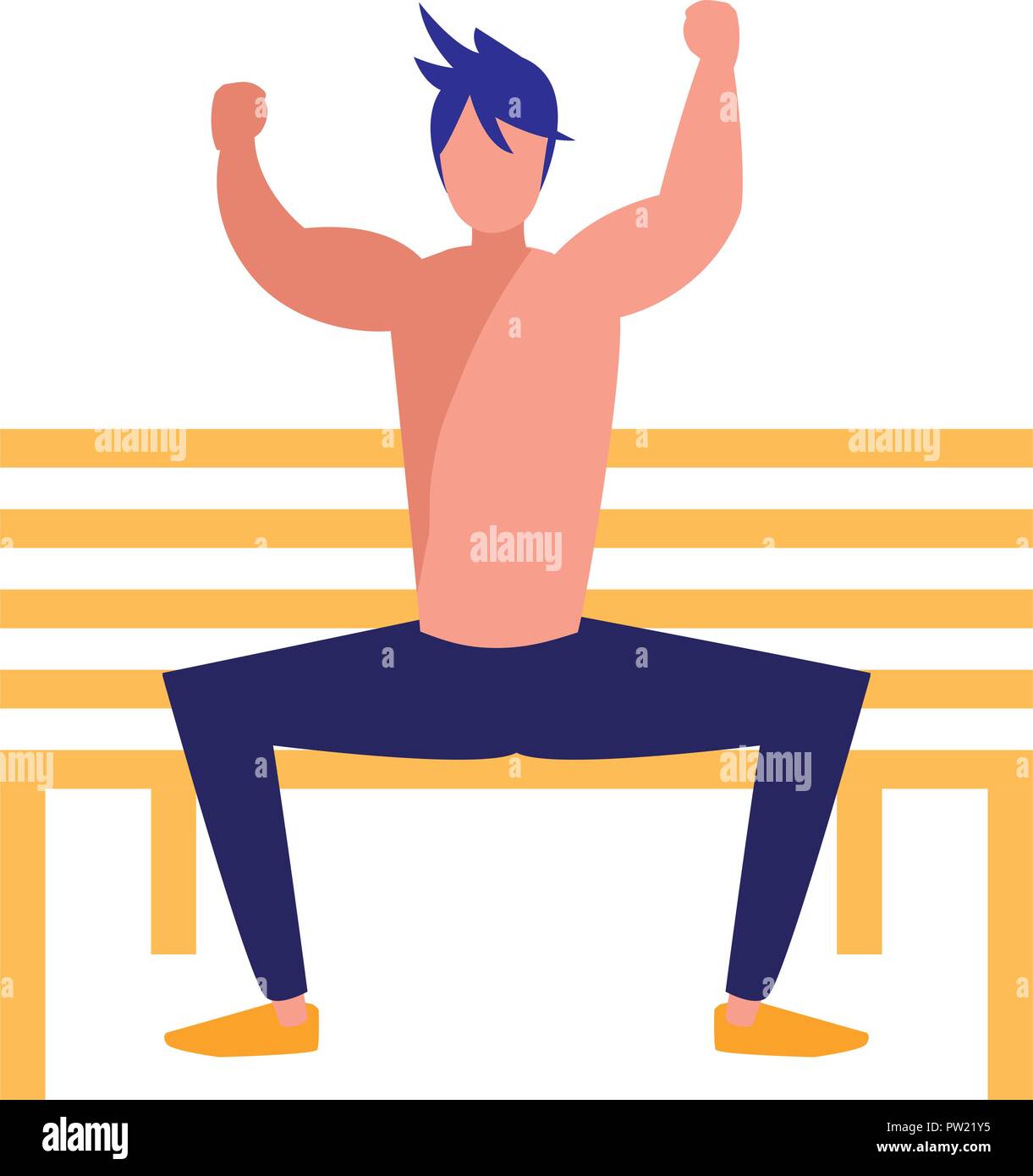 man sitting on a bench over white background, vector illustration Stock ...