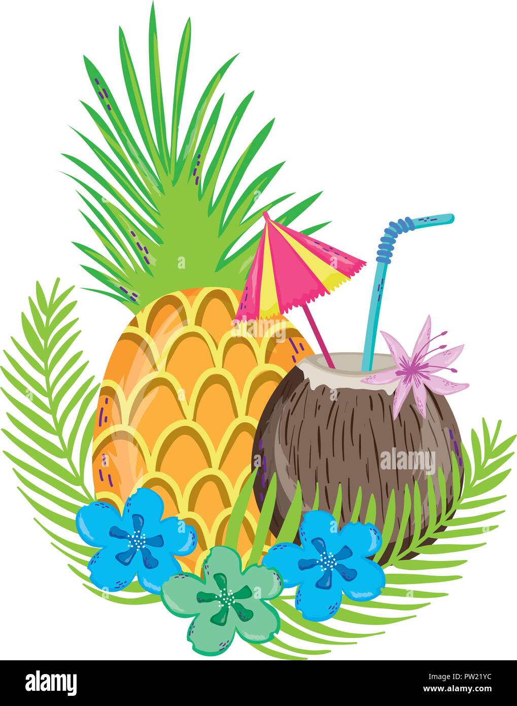 Coconut pineapple drinks on Stock Vector Images - Alamy