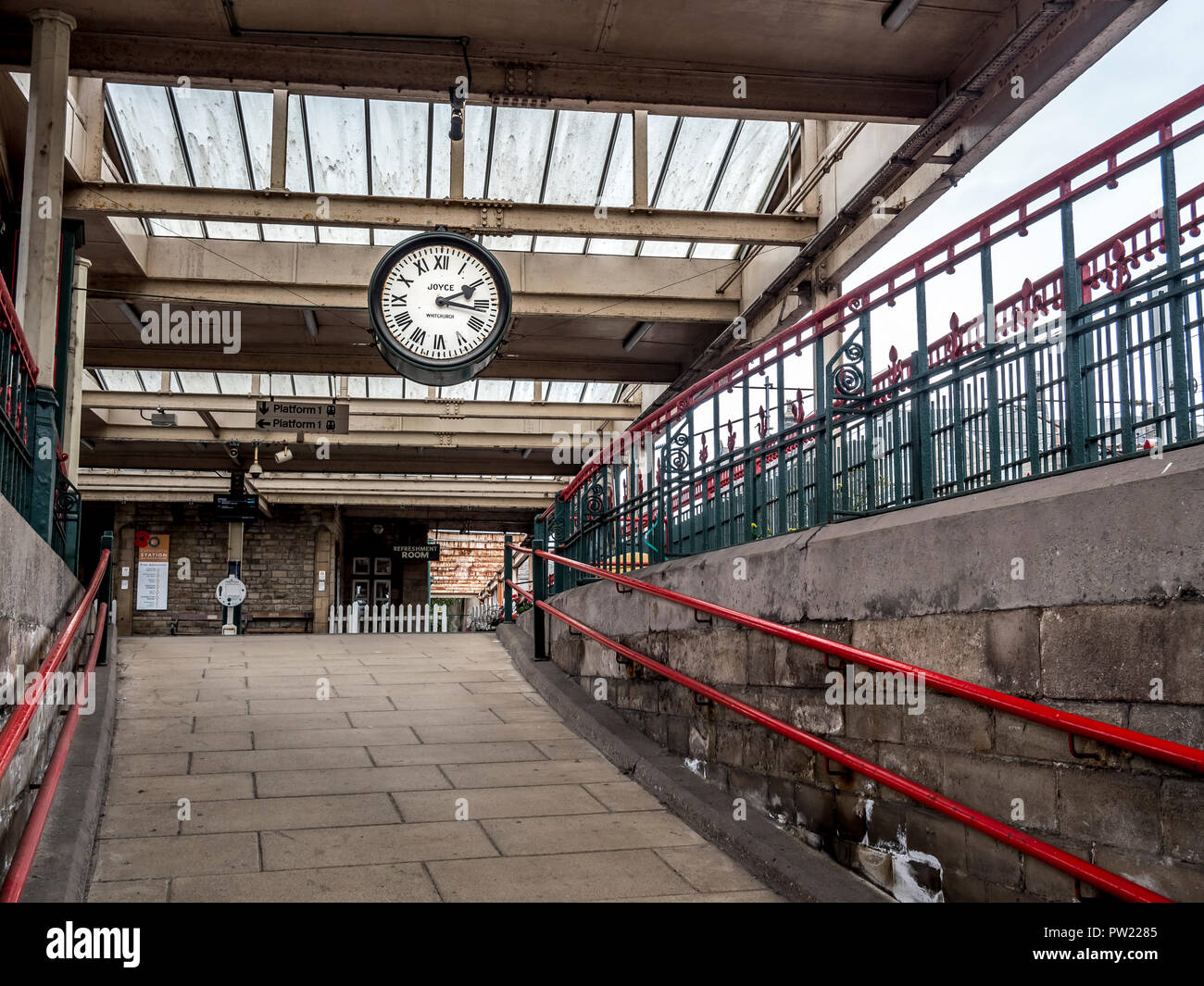 The station clock at Carnforth Railway Station in northern Lancashire ...