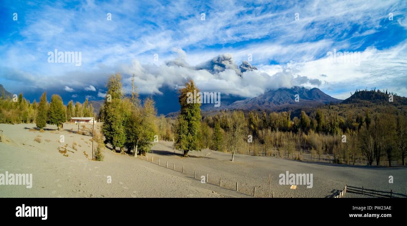 area covered with volcanic ash due to the eruption of the volcano ...