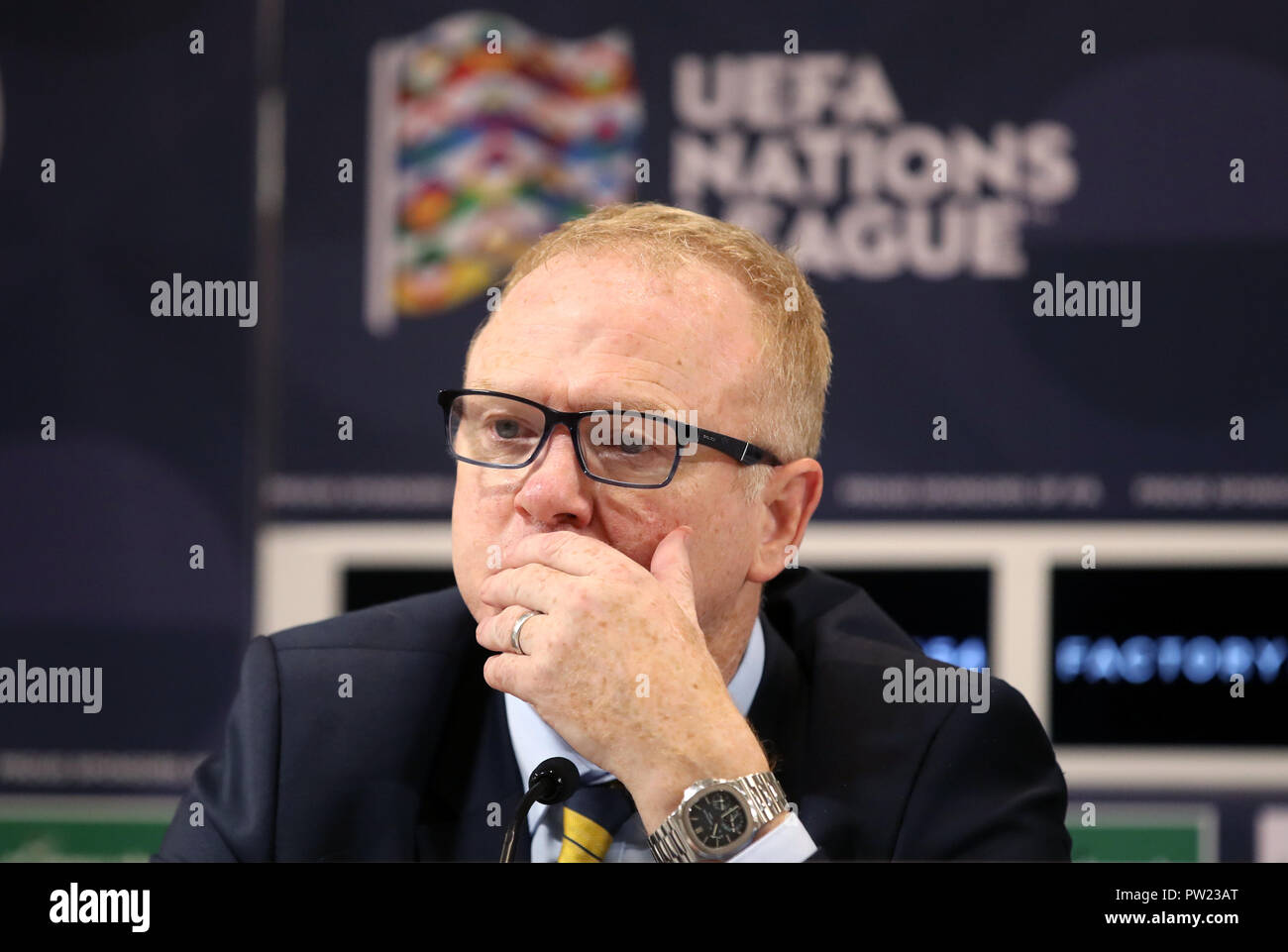 Scotland manager Alex McLeish in the post match press conference after ...