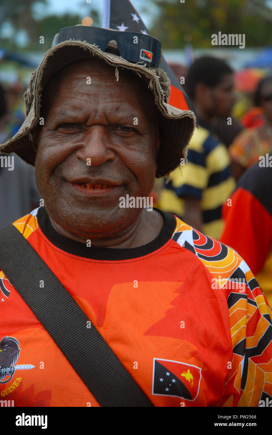 Man with red teeth after chewing betel nuts, Madang, PNG Stock Photo ...