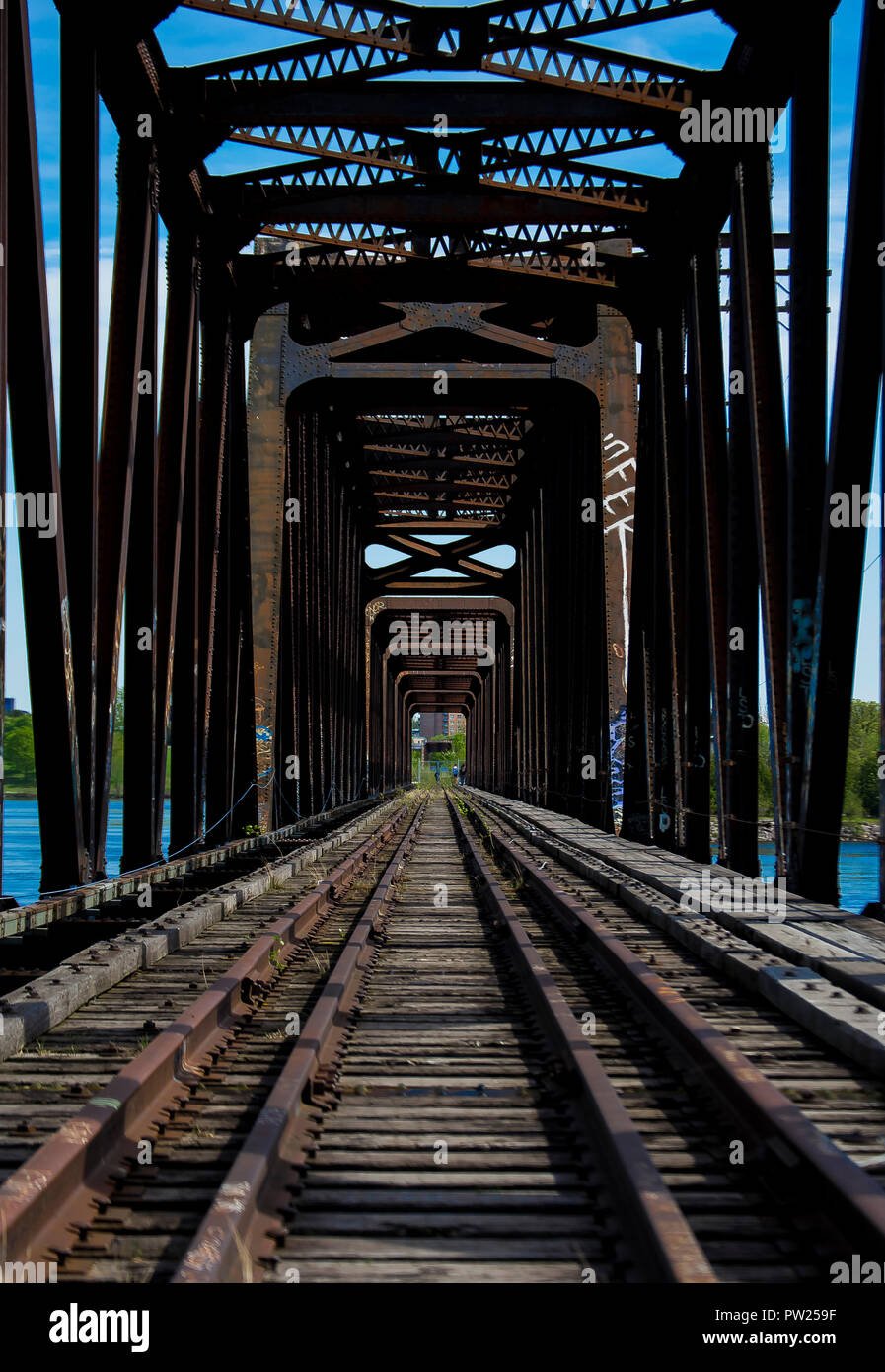 Train Bridge perspective Stock Photo - Alamy
