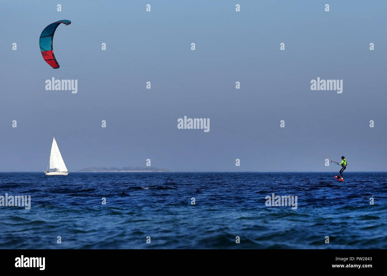 Extreme Kite surfing in northern sea Stock Photo - Alamy