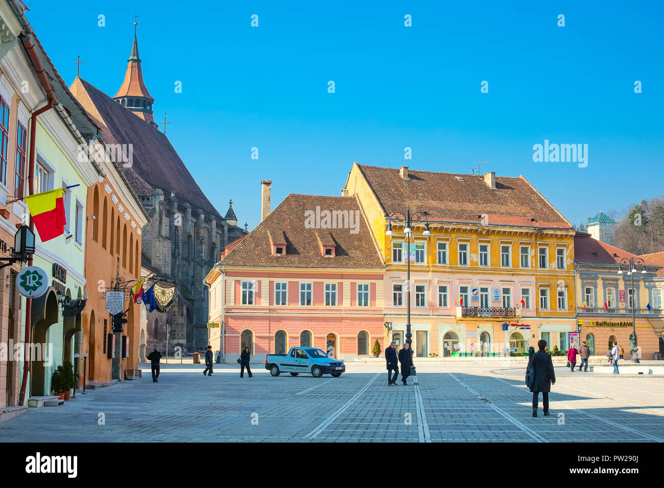 Brasov, Romania - March 24, 2015: Council Square, Piata Sfatului and ...