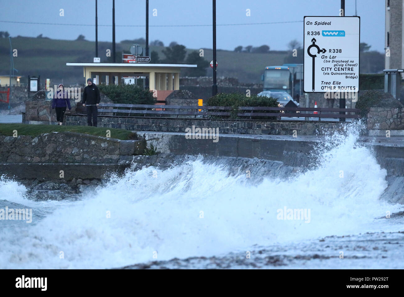 The waves crash over Salthill promenade, Co Galway during Storm Callum ...