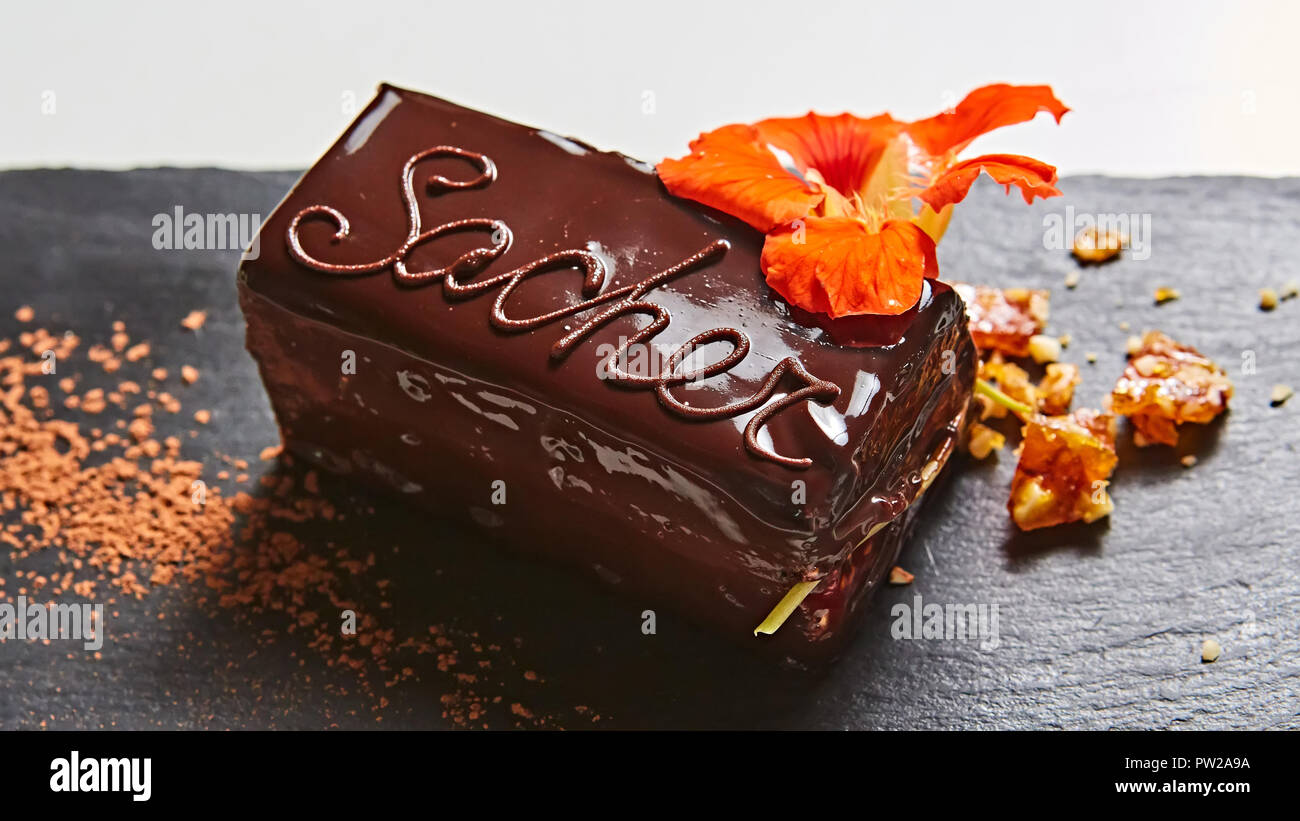 Delicious chocolate sacher cake hi-res stock photography and images - Alamy