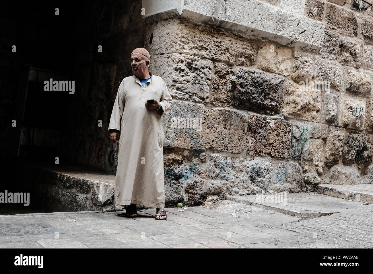 Jerusalem, Israel. 11th October, 2018. An elderly Muslim Arab man ...