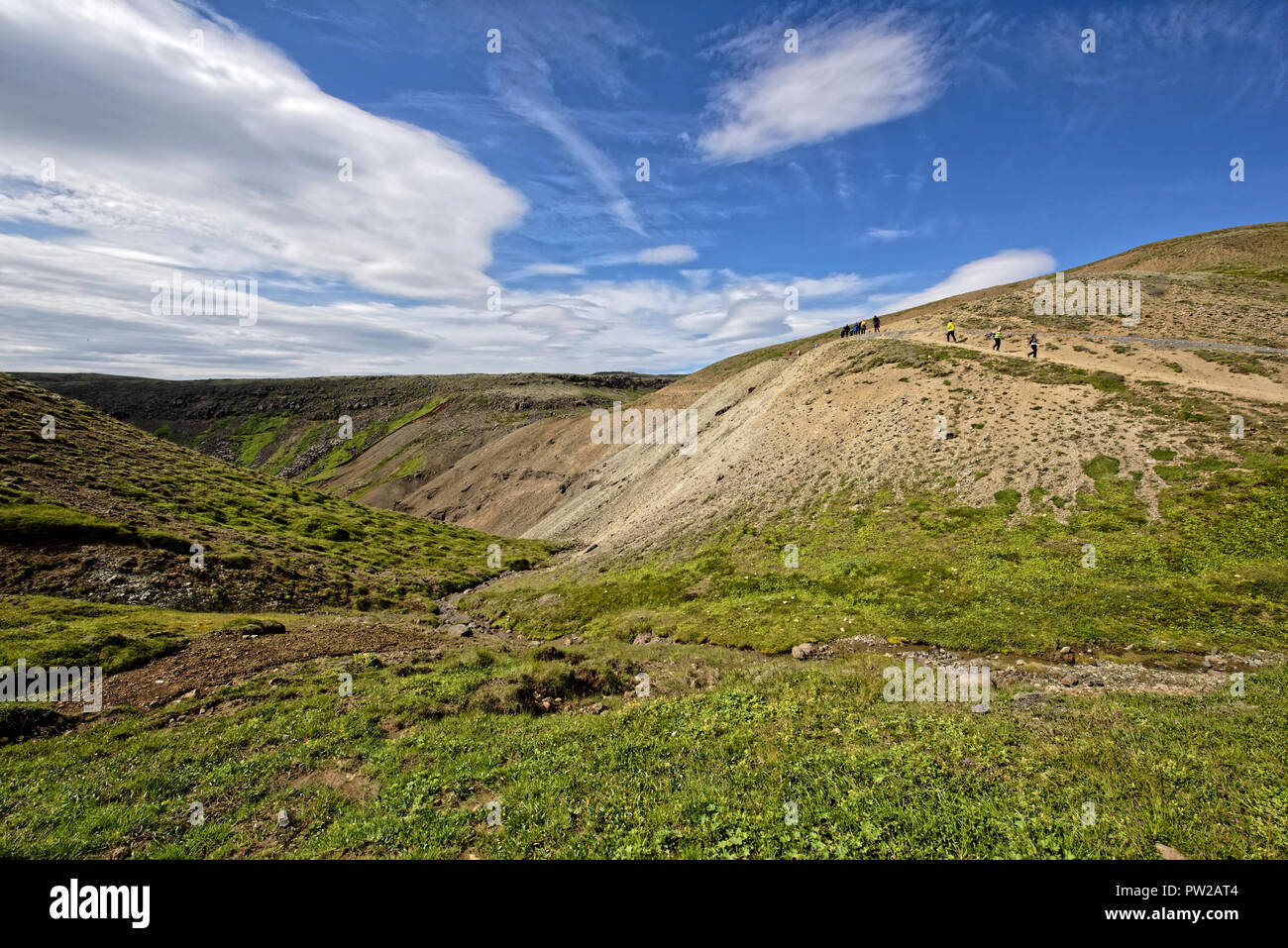 Near Hveragerði, Iceland. The geothermal hot river at Reykjadalur is a ...