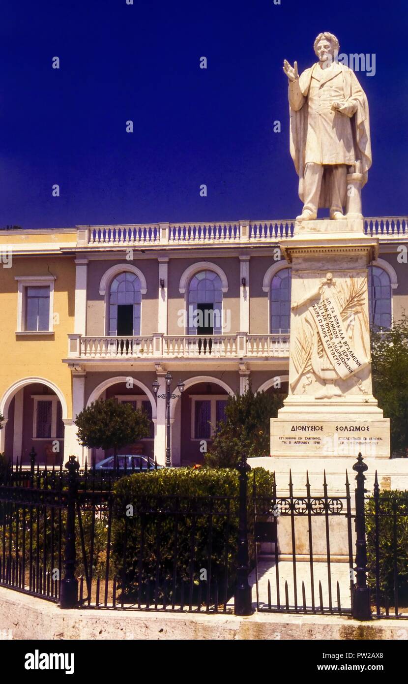 Statue of Dionysios Solomos at Platia Solomou square, Zakynthos Town ...