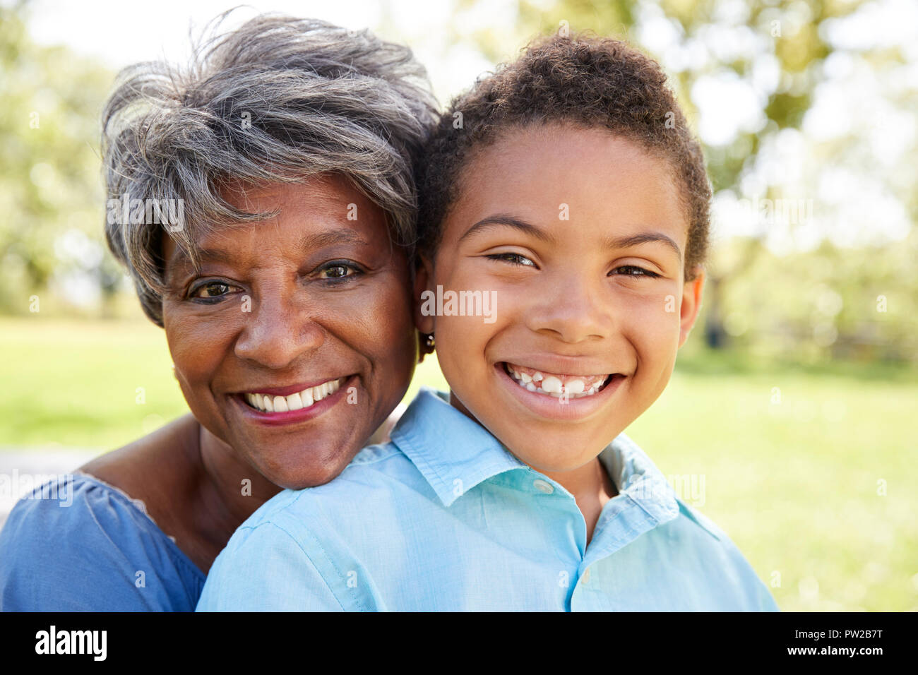 Grandmother grandson hugging african american hi-res stock photography and images - Alamy