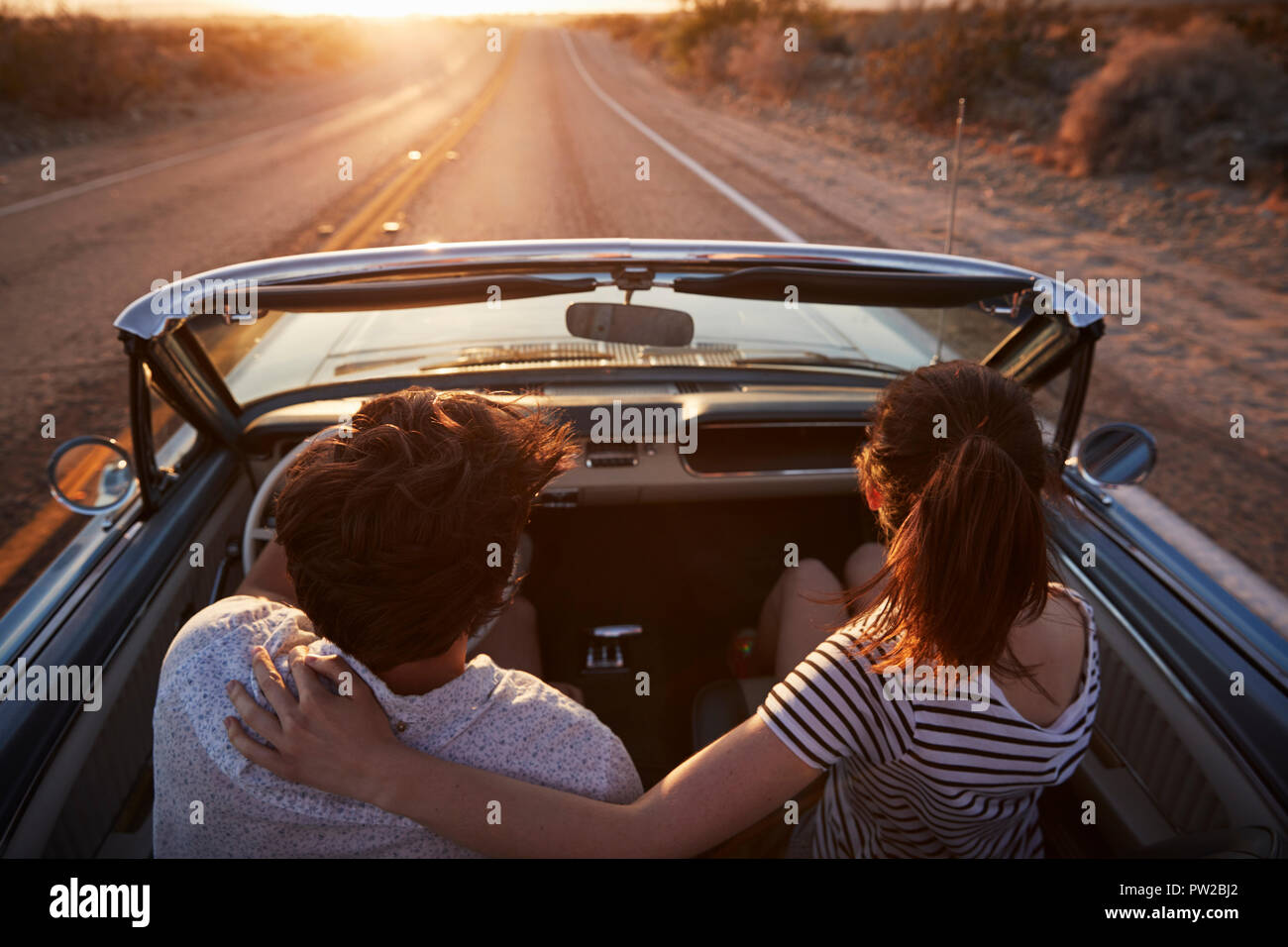 Driving Into Sunset Convertible Stock Photos & Driving Into Sunset ...