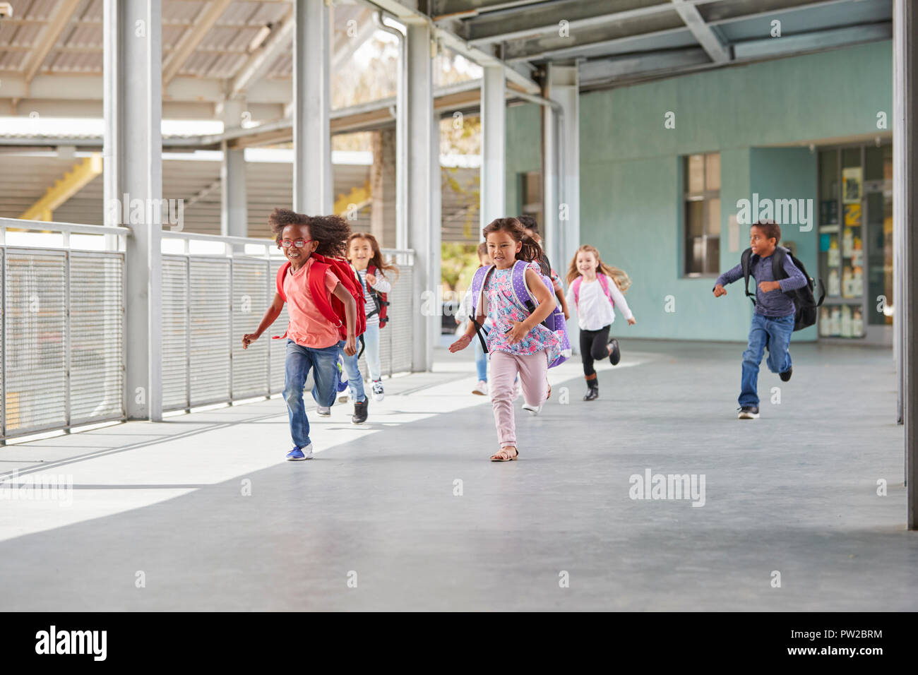 Children Running In School