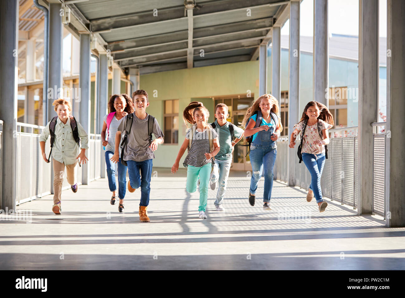 Kids Running Out Of School High Resolution Stock Photography and Images ...